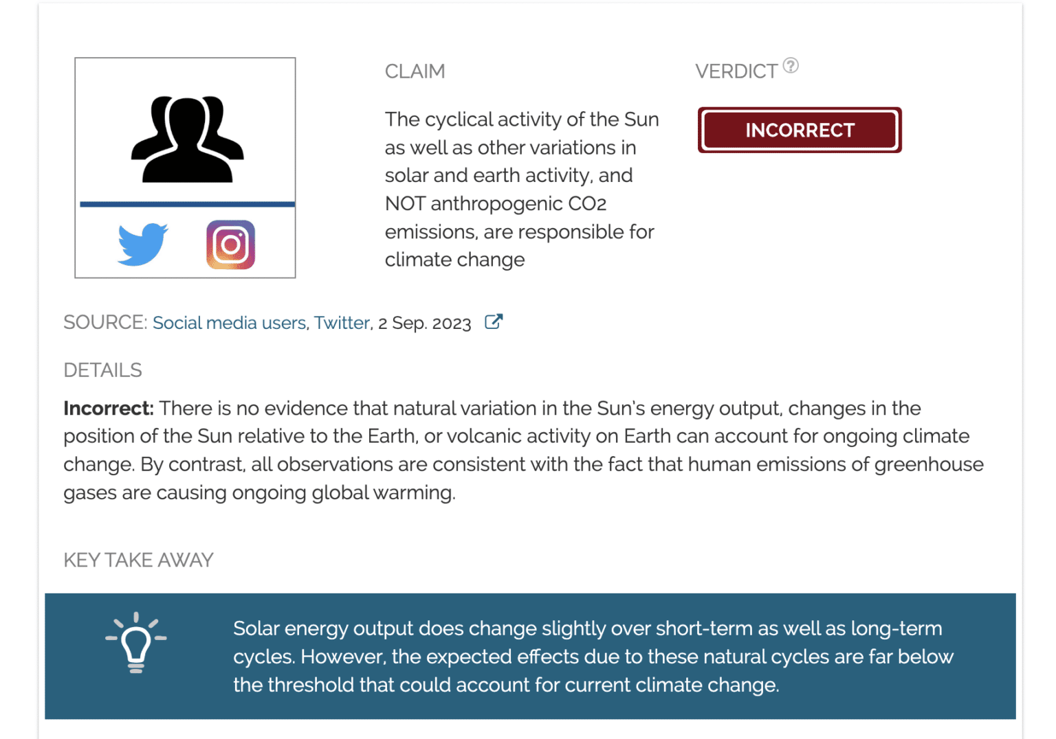 Claim that current climate change can be explained satisfactorily by ...